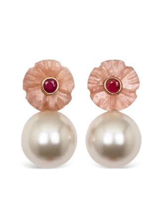 Jennifer Behr boucles doreilles Libby à fleurs - Rose