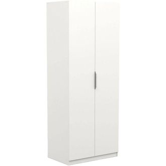 Dmora Kleiderschrank 2 T&uuml;ren Isere, Schlafzimmerm&ouml;bel, Schrank, Garderobe, 79x51 h203 cm, Mattwei&szlig; - Dmora