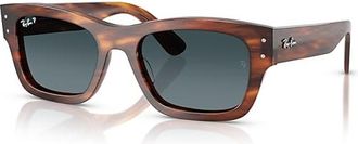 Ray-Ban Joseph Sonnenbrillen Havana Gestreift Fassung Blau Glas Polarisiert 55-20