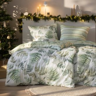 ESTELLA Flanell Winter Bettw&auml;sche Set Flausch Bettgarnitur | 100% Baumwolle | Deutsche Markenqualit&auml;t | 135x200 cm + 80x80 cm | Design 07