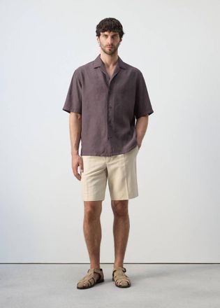 Mango Chemise fluide col bowling cerise - Homme - XXL - MANGO MAN