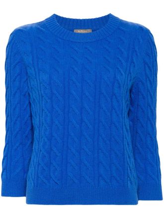 N.Peal Kaschmirpullover mit Zopfmuster - Blau