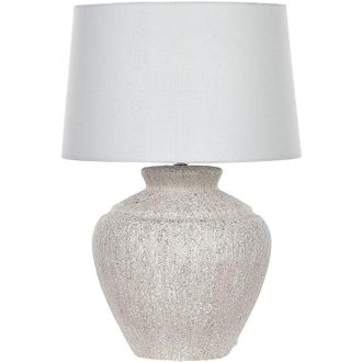 Beliani Lampe de table Traditionnelle Abat-jour Tambour Base en Céramique Crème Caine