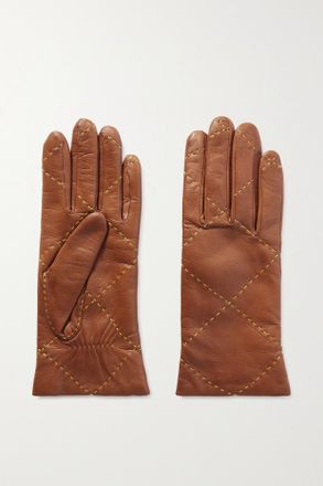 Agnelle Gants En Cuir Doubl&eacute;s De Cachemire - Marron