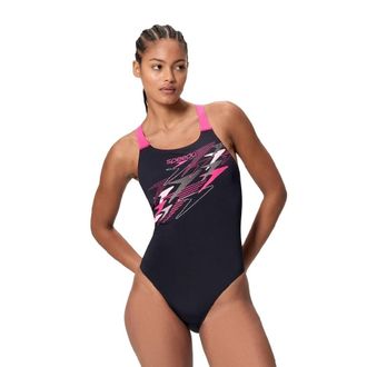 Speedo Medley Badeanzug f&uuml;r Damen (Schwarz/Pink)