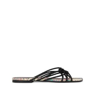 Etro Femme, Chaussures, Noir, Taille: 41 EU Sandales Basses en Cuir Tress&eacute;