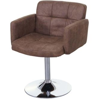 Hhg Chaise de salle &agrave; manger Orlando, pivotante, imitation daim, chrome, brun vintage