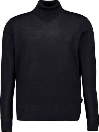 Bugatti Herren Pullover schwarz Wolle unifarben