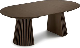 ebuy24 Esstisch Tokyo inkl. 2 Zusatzplatten &Oslash;120x120-160-200cm Eiche Furnier, runder oder ovaler Esstisch f&uuml;r 4-8 Personen (Eiche Smoked)