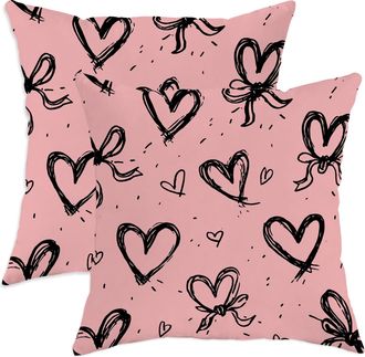 Generic Herzen, Fantasievolle, Verspielte Schleifen, Kritzeleien Zierkissenbezug Komfort Sofakissenbezug Weich Kissenbez&uuml;ge F&uuml;r Hotel Sofa Schlafzimmer 45X45C