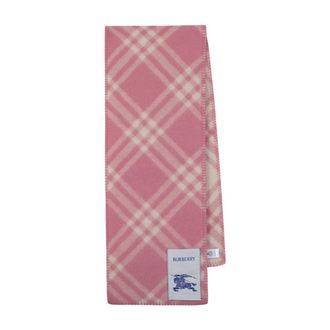 Burberry Womens Mu Tri Bar Check Scarf - Burberry Wool Pink Accessories