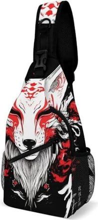Generic Sacoche Tactique Masque de renard Kitsune japonais L&eacute;ger Sacs Poitrine Casual Sac &agrave; Dos Militaire pour Voyage &eacute;cole Homme