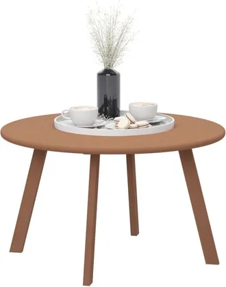 HOMCOM Petite table basse ronde, table dappoint avec patins antid&eacute;rapants, cadre en m&eacute;tal, pour jardin, &Oslash; 70 x 42 cm, orange-Orange