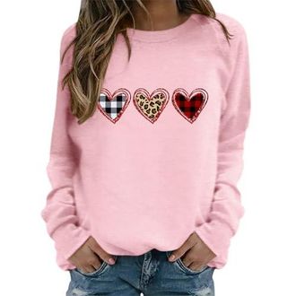 Generic Sweat-shirt de Saint-Valentin 2026 pour femmes, sweatshirts de Saint-Valentin &agrave; manches longues et col rond, pull tendance graphique, rose, M