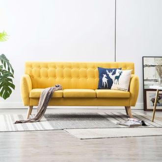 vidaXL Vidaxl - Canap&eacute; &agrave; 3 places rev&ecirc;tement en tissu 172x70x82 cm jaune