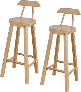 Generic Moderner Barhocker - Ergonomischer Hochstuhl aus Massivholz mit R&uuml;ckenlehne und runder Fu&szlig;st&uuml;tze, Bequeme Sitzgelegenheit f&uuml;r die K&uuml;chentheke zu Hause