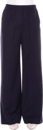 Max Mara Femme, Pantalons, Bleu, Taille: 36 FR Virgin Wool Wide-Leg Pantalons