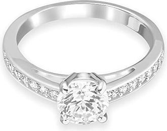 Swarovski Bague Attract, Coupe ronde, Pavé, Blanche, Métal rhodié