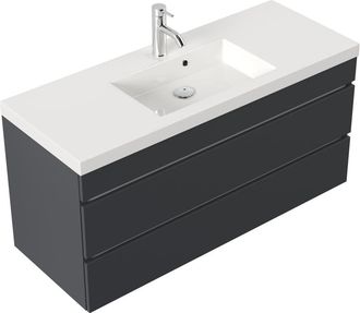 Magnolia Home Badm&ouml;bel Geneva 120 SoftClose mit grifflosen Schubladen Farbe Grafit