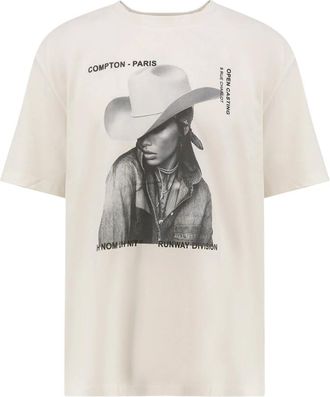 Ih Nom Uh Nit IH NOM UH Nit, Homme, Tops, Blanc, Taille: S T-shirt à col rond et manches courtes avec imprimé cowgirl