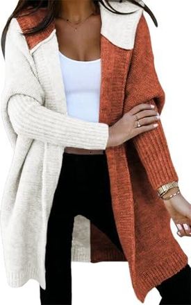 Generic Tenues dautomne 2025 pour femmes - Ouvert sur le devant et manches longues - Cardigan en tricot - Manteau dextérieur ample pour lhiver, marron, XL