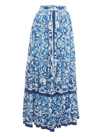 Dolce & Gabbana jupe longue imprim&eacute;e en popeline - Blanc