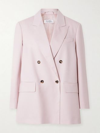 Max Mara Blazer &Agrave; Double Boutonnage En Laine, Mohair Et Soie M&eacute;lang&eacute;s Ombrosa - Rose