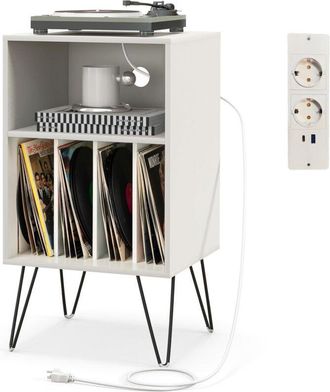 Costway table dappoint,bout de canap&eacute;,meuble platine vinyle,support de platine vinyle, support de tourne-disque, meuble de rangement,support de platine pou