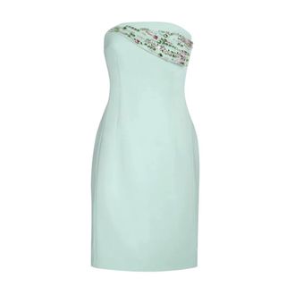 Genny Femme, Robes, Vert, Taille: 36 FR Cady Bustier Dress With Embroidered Neckline