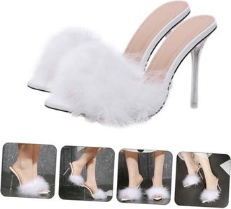 Frcolor Sandales Mules Femme à Talons Stables Élégantes et Respirantes pour Sorties Fêtes et Bureau Confort Blanc