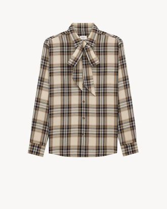 Saint Laurent Tartan Print Shirt - Cream