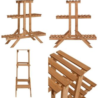 vidaXL Blumenst&auml;nder 83x25x83 cm Tannenholz - Holzpflanze - Blumentr&auml;ger - Tannenzapfen - Gartendekoration - Balkonm&ouml;bel - Home & Living