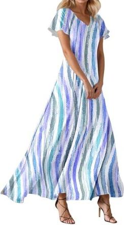 Generic Robe boh&egrave;me 2026 pour femme, cache-maillot de bain, caftan, bleu clair, 3XL