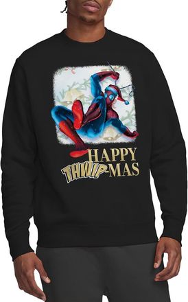 MARVEL Spiderman Happy Thwipmas Christmas Window Unisex-Sweatshirt, Schwarz, Schwarz, S