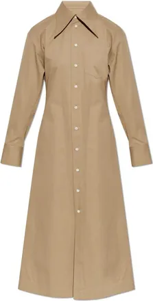 Ami Femme, Robes, Brun, Taille: 38 FR Robe chemise ajust&eacute;e en coton