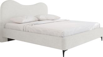 Mirjan24 Bett Triana, Doppelbett mit gepolstertem Kopfteil und Lattenrost, Stoffbett, stabiles Bettgestell, Elegantes Polsterbett (Natural CFF0031-3, 180 x 200