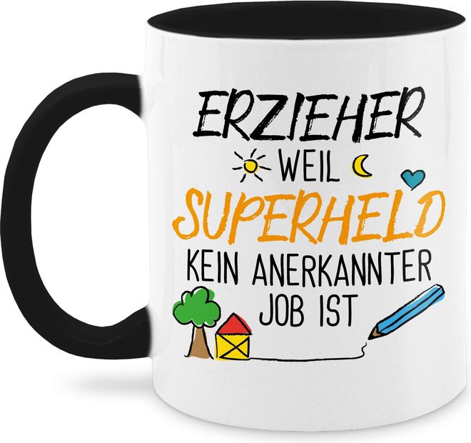 Shirtracer Tasse Tassen 325ml - Erzieher weil Superheld kein ...