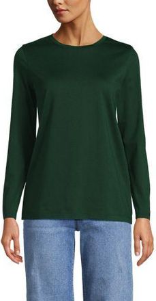 Lands End Supima-Shirt, Langarm, Damen, Größe:32-34 regular, Grün, Baumwolle, by Lands End
