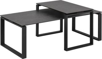 Hellin Hellin - Lot de 2 tables basses en c&eacute;ramique et m&eacute;tal noir - odelya