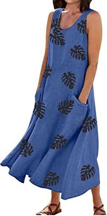 Generic Générique Robe Boheme Femme,Robe Femme Chic Et Elegant Robe Femme Ete Robe Plage Femme Décontractée Robe De Mariée Grande Taille Sans Manches Robe De 