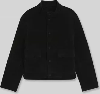 HUGO BOSS Kunstlederjacke in Velours-Optik mit aufgesetzten Taschen
