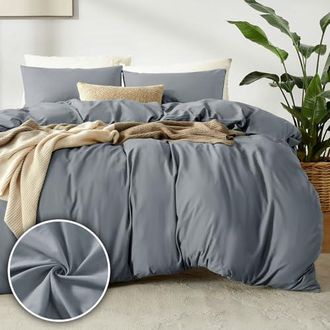 Puredown 1PCS Housse de Couette 135x200cm + 1PCS Taies doreiller 80x80cm, Sets de Housse Couette en Microfibre, Parure de Lit, Oeko-TEX,Gris