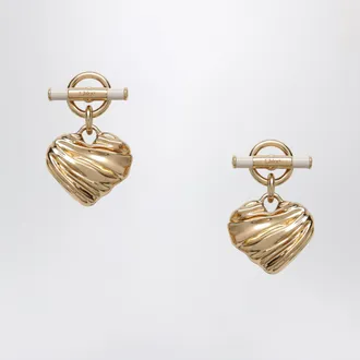 Chlo&eacute; Herz-Ohrringe in Gold/Elfenbein
