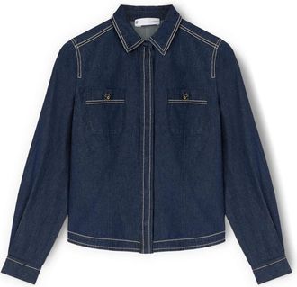 Motivi Femme, Blouses et Chemises, Bleu, Taille: 42 FR Chemise en denim avec poches