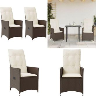 vidaXL Gartensessel mit Kissen 2 Stk. Verstellbar Braun Poly Rattan - Gartenstuhl - Lounge Chair - Liegesessel - Rattan Sessel - Gartenm&ouml;bel - Home & Living