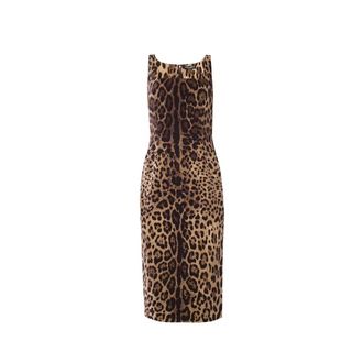 Dolce & Gabbana Leopardenmuster &Auml;rmelloses Kleid - - Dresses - Damen - Braun - S