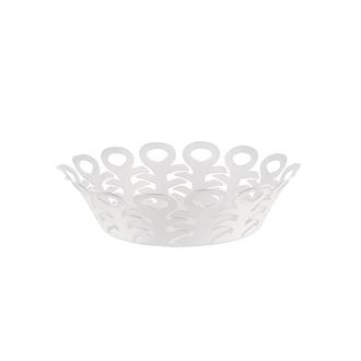 Alessi BM21/21 W - Design Corbeille Ajour&eacute;e, en Acier Color&eacute; avec R&eacute;sine &Eacute;poxy, Diam&egrave;tre 22 cm, Blanc