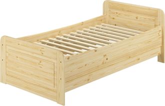 Erst-Holz Seniorenbett extra hoch 100x200 Einzelbett Holzbett Massivholz Kiefer Bett mit Rollrost 60.42-10