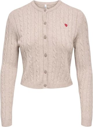 Only Only, Femme, Pulls, Beige, Taille: 44 FR Cardigan Boutonn&eacute; &agrave; Manches Longues et Col Rond