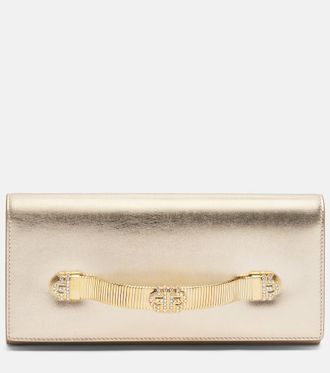 Bulgari Pochette Bvlgari Tubogas en cuir m&eacute;tallis&eacute;